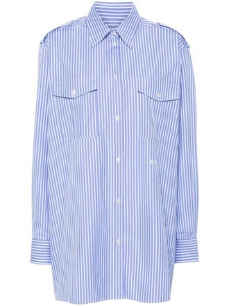 Msgm chemise ray&eacute;e &agrave; logo brod&eacute; - Bleu
