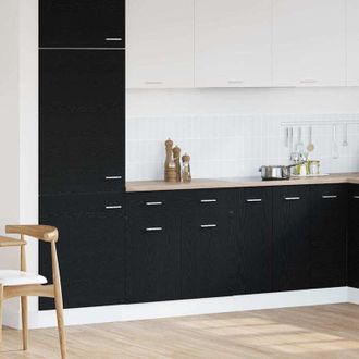vidaXL Cabinet avec Tiroir Riga Ch&ecirc;ne noir 80 x 46 x 81,5 cm vidaXL
