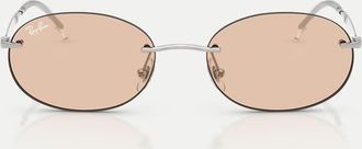 Ray-Ban Rb3767 Transitions Colour Touch - Ovale Sonnenbrille in Silber mit gelben, selbstt&ouml;nenden Gl&auml;sern