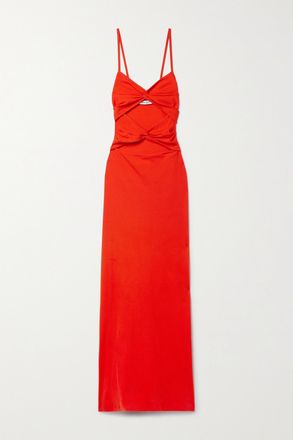 Anna Quan Natalia Geripptes Maxikleid Aus Einer Baumwollmischung Mit Cut-outs - Rot