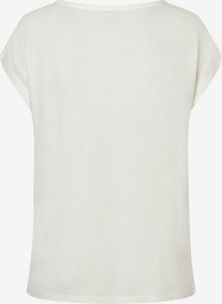 More & More Kurzarmshirt T-Shirt mit Perlen am Ausschnitt