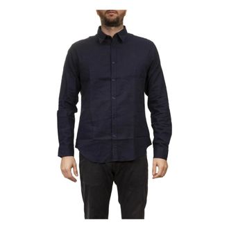 Censured Homme, Chemises, Bleu, Taille: XL Chemise Classique en Lin &agrave; Col Classique