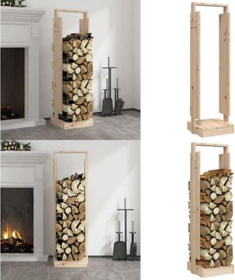 vidaXL Porte-bûches 33,5x30x110 cm Bois massif de pin - Support Buche - Porte Buche - Étagère Bois - Stockage Bois - Décoration Cheminée - Home & Living