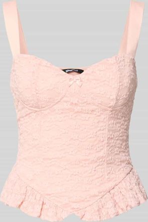 Gina Tricot Slim Fit Top mit Allover-Spitzenbesatz