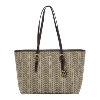 Michael Kors Femme, Sacs, Beige, Taille: ONE Size Quinn Grand Sac Fourre-Tout Jacquard Logo