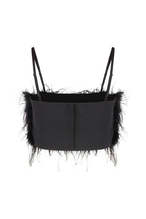 Pinko Womens Top With Feather Detail Black Polyester Tops