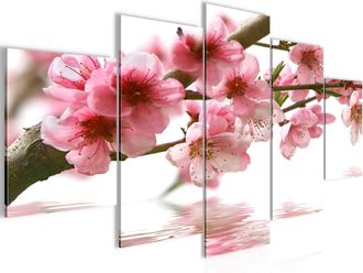 Runa Art Bild Wohnzimmer Schlafzimmer Sakura Blumen 5 Teilig Kirschbaum Rosa Wandbilder auf Vlies Leinwand 200253a
