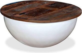 vidaXL Table basse Bois de récupération massif Blanc Forme de bol Vidaxl