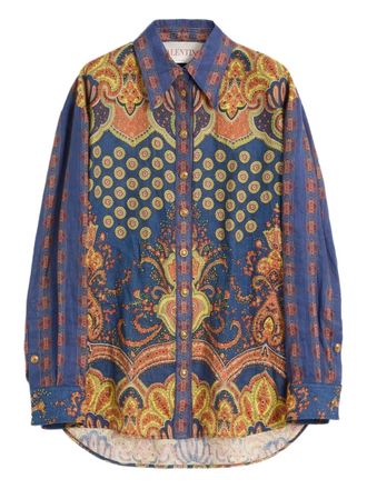 Valentino Garavani chemise Medaglioni Voyage Imaginaire en lin - Bleu