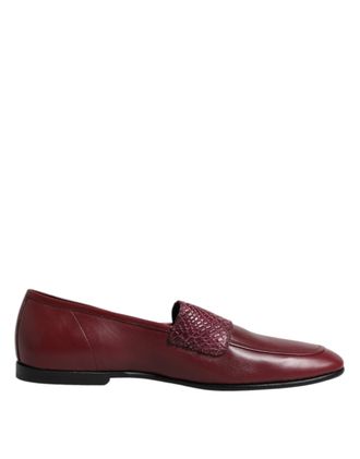 Dolce & Gabbana Bordeaux Kalbsleder Formelle Slipper Schuhe