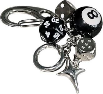 Generic Porte-cl&eacute;s en forme de d&eacute;s - pendentif en forme de d&eacute;s en m&eacute;tal r&eacute;tro, &eacute;l&eacute;gant et heureux pour cl&eacute;s | Ornements de porte-cl&eacute;s, accessoires de porte-cl