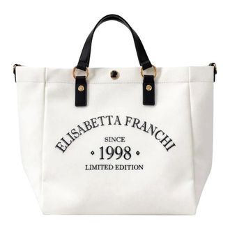 Elisabetta Franchi Femme, Sacs, Blanc, Taille: ONE Size Handle Tote Bag