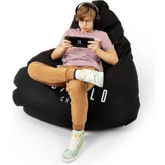 Diablo Diablo Pouf Poire Gaming XXL Beanbag Pouf avec Remplissage pour Adultes avec des Perles EPS Polyester 110 cm x 100 cm (Noir)