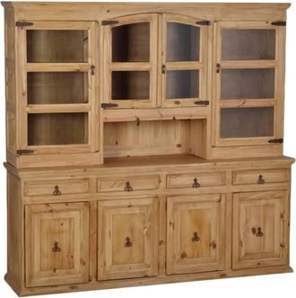 MiaM&ouml;bel Buffet Mexico M&ouml;bel 210x202x52 cm Landhausstil Glas Massivholz Pinie Honig