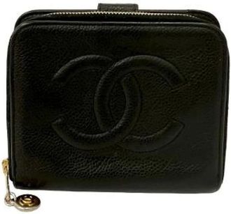 Chanel Portefeuille Pre-owned en cuir caviar - Femme - Pre-owned - Noir - Taille: ONE Size