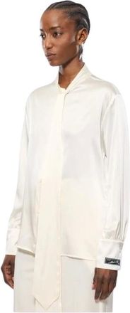 Erika Cavallini Semi Couture Femme, Blouses et Chemises, Blanc, Taille: 42 FR Camicia Bianca In Seta