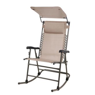 SVITA Schaukelstuhl faltbar Outdoor mit Sonnenschutz Kopfst&uuml;tze Armlehne Sandbraun