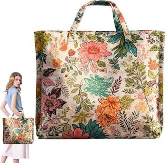 Generic Sac fourre-tout floral, sac &agrave; main matelass&eacute; patchwork pour femme, sac &agrave; main de taille moyenne, grande capacit&eacute;, sac &agrave; main &eacute;pais, r&eacute;utilisable, resp