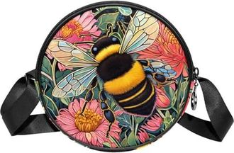 Generic Petit sac &agrave; bandouli&egrave;re rond pour femme, sac &agrave; bandouli&egrave;re r&eacute;glable avec fermeture &eacute;clair, sac &agrave; main rond d&eacute;contract&eacute; pour femmes et filles