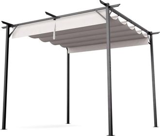 Blumfeldt Blumfeldt Pantheon Robust Pergola : solide pavillon de jardin 3x3 m, &eacute;tanche & r&eacute;sistant &agrave; lhiver, avec stores, cadre en acier thermolaqu&eacute; & toit en