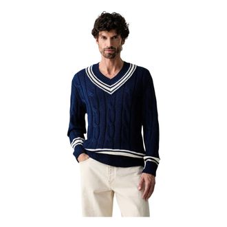 GANT Homme, Pulls, Bleu, Taille: 3XL Pull Col en V Classique en Coton