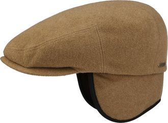 Stetson Kent Wool Flat Cap Herren Made in EU Kaschmir Herbst Winter Ohrenklappen Schirmm&uuml;tze Camel XXL (62-63 cm)