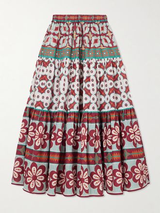 La DoubleJ Jupe Longue En Voile De Coton Imprimé - Multicolore