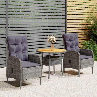 vidaXL Vidaxl - Ensemble de bistro de jardin 3 pcs Résine tressée Gris