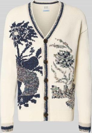 Scotch & Soda Regular Fit Strickjacke mit V-Ausschnitt Modell INTARSIA