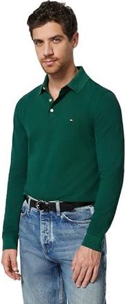 Tommy Hilfiger Polo Manches Longues Homme Slim Basique, Vert (Ornamental Green), XXL