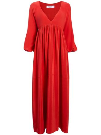 Another Tomorrow robe mi-longue pliss&eacute;e &agrave; taille empire - Rouge