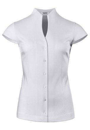 Vincenzo Boretti Klassische Bluse leicht tailliert Jersey Kelchkragen Kurzarm