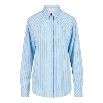 Iceberg Femme, Blouses et Chemises, Bleu, Taille: 36 FR Comfort Fit Long-Sleeved Viscose Shirt