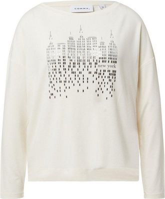 Comma Langarmshirt T-Shirt Langarmshirt mit Frontprint und Strassdetails