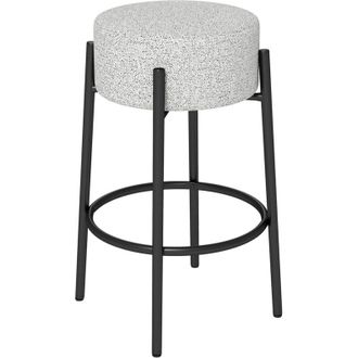 Costway Costway - Tabouret de Bar en Lin, Chaise de Bar Rembourr&eacute; avec Repose-Pieds, Cadre en M&eacute;tal, Patins R&eacute;glables, Style Moderne
