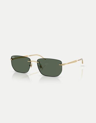 Ray-Ban Irregular - Sonnenbrille in Arista-Gold mit gr&uuml;nen Gl&auml;sern