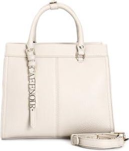 Caf&egrave;noir Malle En Tissu Grain&eacute;, Poign&eacute;es Tubulaires Et Bandouli&egrave;re Amovible, Pour Femme, Couleur Beige, Taille Taille Unique