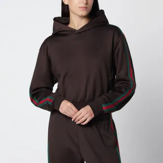 Gucci Kurzes Sweatshirt aus Stretch-Jersey in Deep Chocolate
