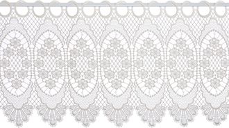 Plauener Spitze by Modespitze, Store Bistro Gardine Scheibengardine mit Stangendurchzug, hochwertige Stickerei, H&ouml;he 30 cm, Breite 176 cm, Creme