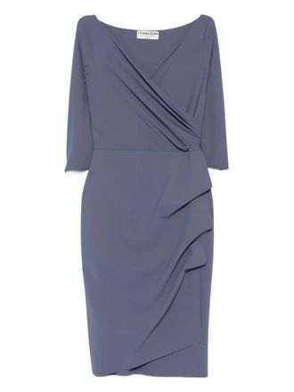 La Petite Robe Di Chiara Boni robe mi-longue Florien à volants - Bleu