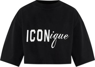 Dsquared2 Femme, Tops, Noir, Taille: 40 FR Top court imprim&eacute;