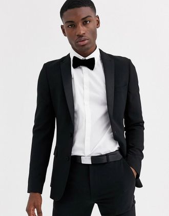 Asos Supereng geschnittene Smokingjacke in Schwarz