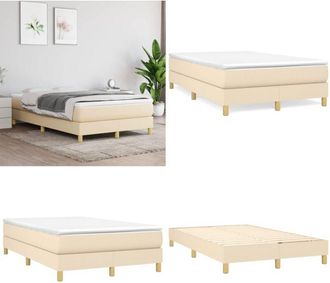 vidaXL Bettgestell ohne Matratze Creme 120x200 cm Stoff - Bettes Gestell - Doppelbett - Schlafzimmer Möbel - Creme Bettgestell - Lattenrost - Home & Living