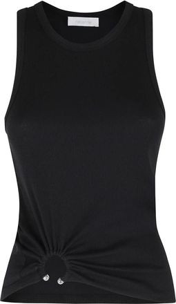 Paco Rabanne Femme, Tops, Noir, Taille: 36 FR D&eacute;bardeur avec piercing signature