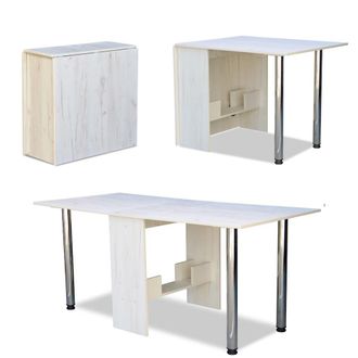 Rodnik Klappbarer Esstisch, aufklappbare Tischplatten, Klapptisch platzsparend f&uuml;r K&uuml;che, Esszimmer & B&uuml;ro, Holzdekor-Eiche Craft Wei&szlig;, 174&times;80&times;75 cm