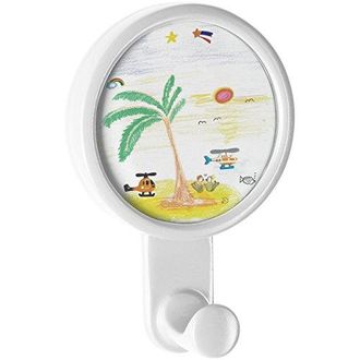 Spirella Klebehaken Kleiderhaken Garderobenhaken Ron Wei&szlig; 10,6x7x3 cm zum selber beschriften | perfekt f&uuml;r Kindergarten, Flur und Kinderzimmer