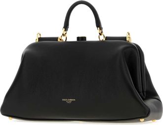 Dolce & Gabbana Lambskin Leather Top Handle Bag - Black