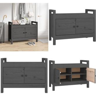 vidaXL Vidaxl - Flurbank Grau 80x40x60 cm Massivholz Kiefer - Holzbank - Flurbank - Eingangstisch - Schuhschrank - Aufbewahrungsbox - Home & Living