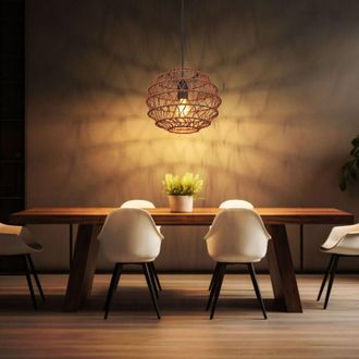 Globo Lighting Pendelleuchte Hängelampe Deckenleuchte Wohnzimmerlampe Esszimmerleuchte Küchenlampe, Metall Papier schwarz dunkelbraun, 1x E27, h 120 cm