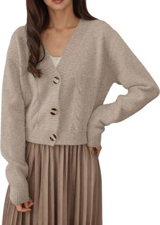 Generico Veste légère et douce avec devant ouvert confortable pour femme, style décontracté, cardigan en tricot pour femme, coupe slim à manches longues, jaune